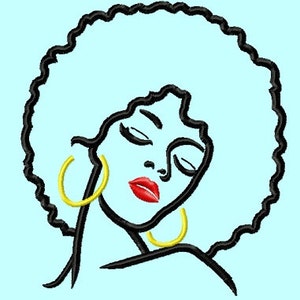 Woman With Afro Hair Applique Embroidery Designs 3 Sizes INSTANT ...