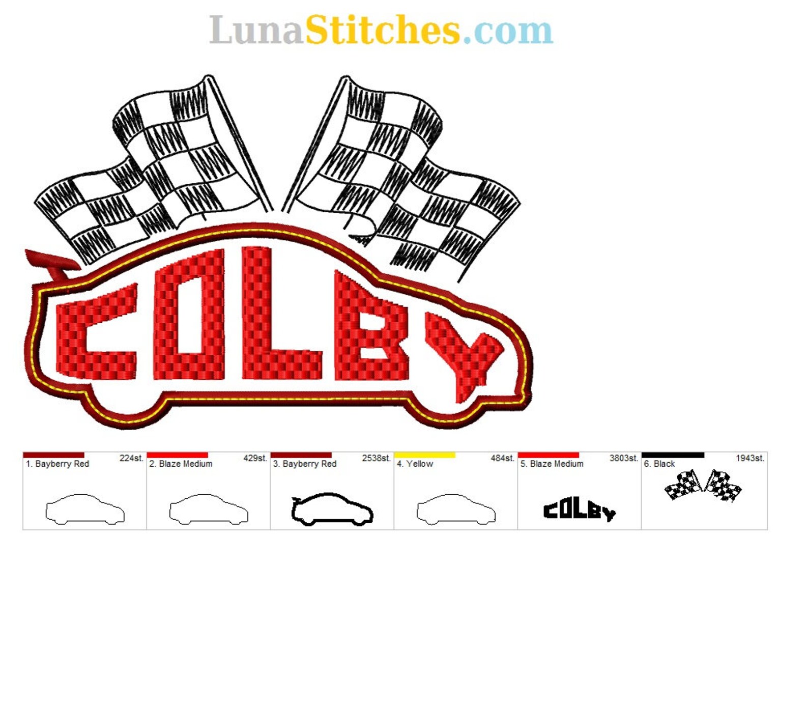Custom Order Race Car APPLIQUE With One Name Embroidery Design - Etsy