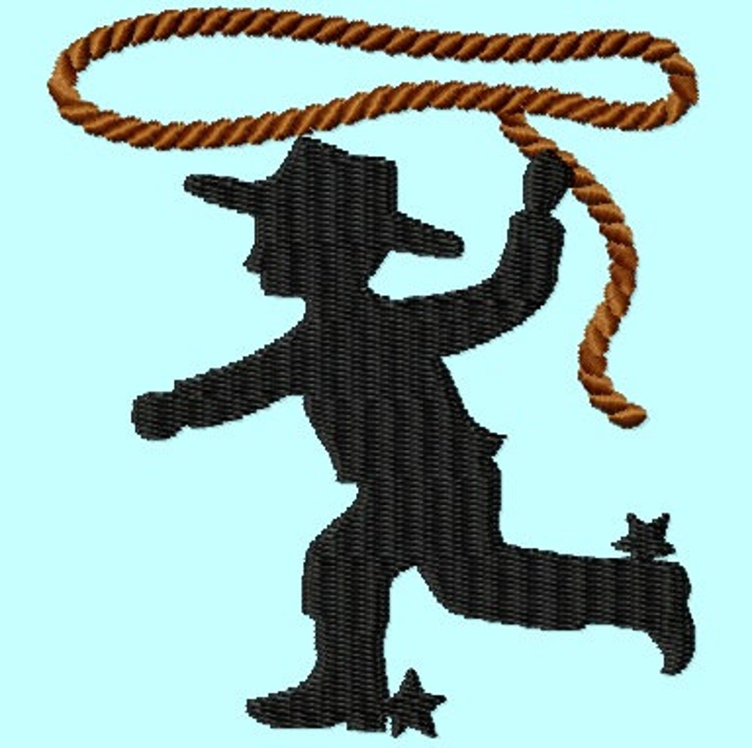 Cowboy Kid With Lasso Fill Embroidery Design Pattern 3,4,5,6 Inches ...