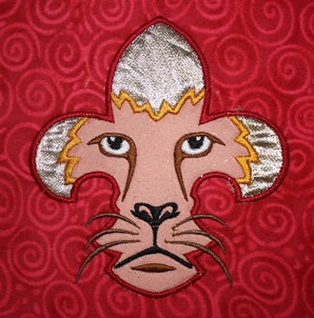 Fleur De Lis Lion Applique Embroidery Design 3 Sizes INSTANT DOWNLOAD ...