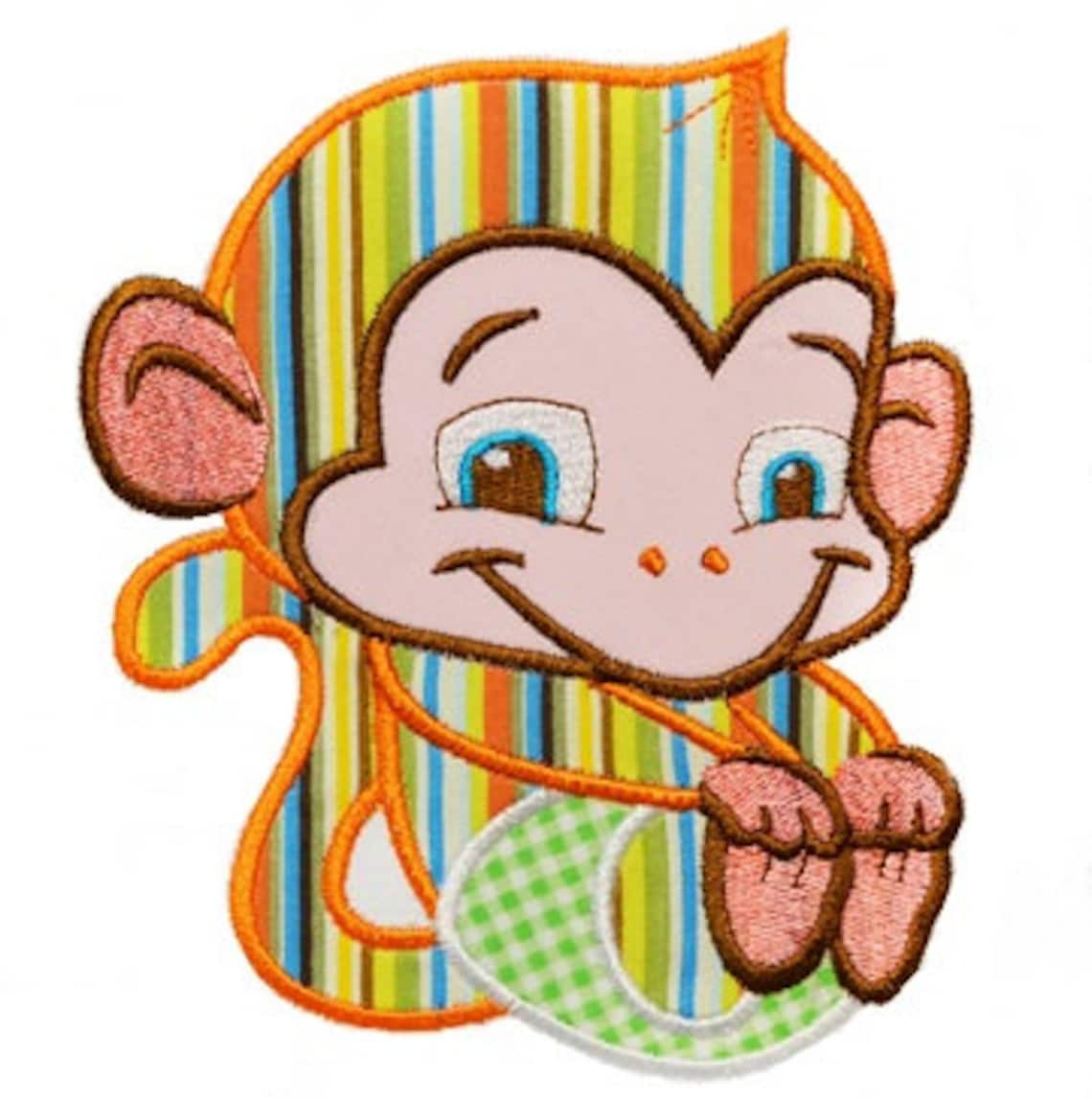 Cute Baby Monkey APPLIQUE Embroidery Design INSTANT DOWNLOAD | Etsy