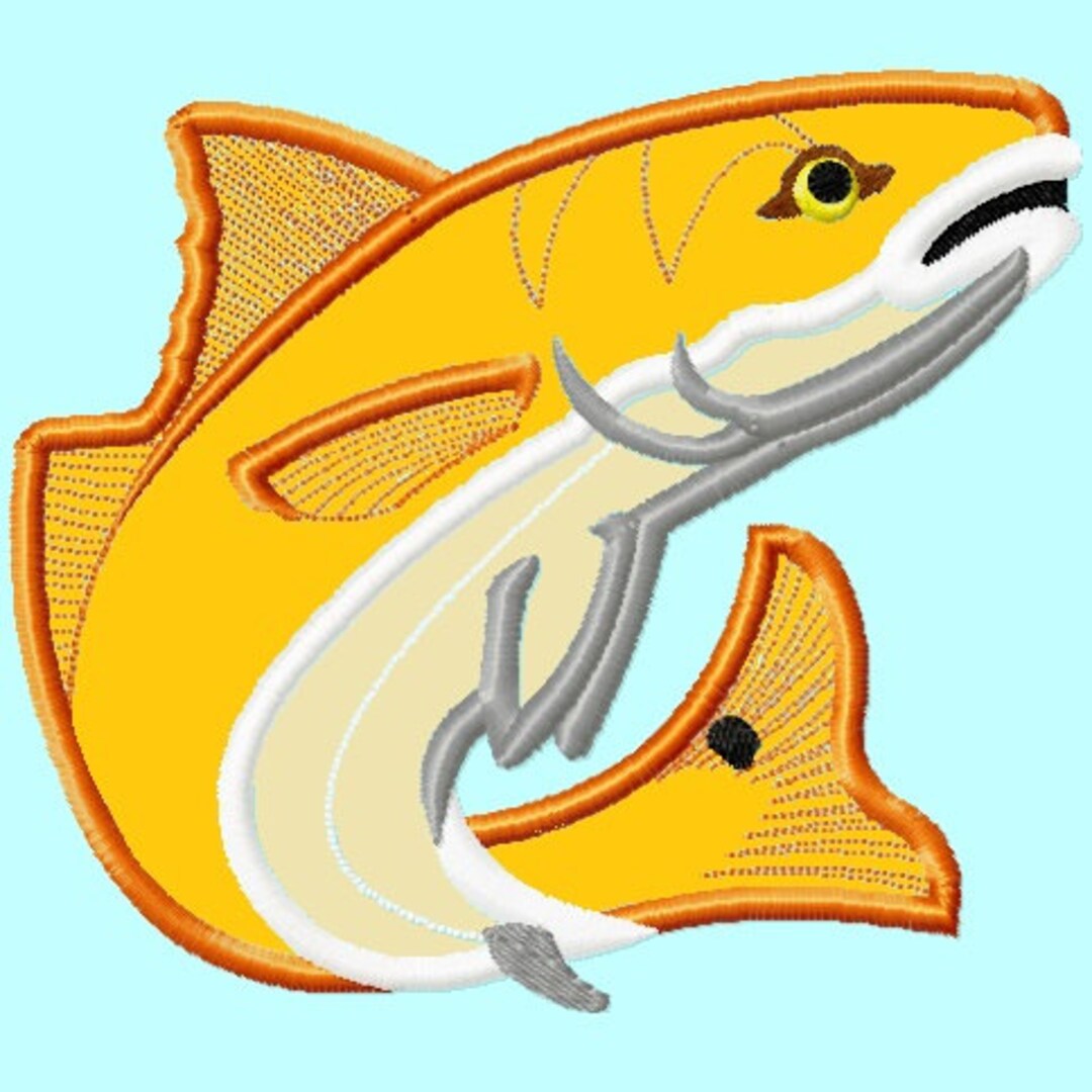 Red Fish or Trout APPLIQUE Embroidery Designs 4 Sizes Included INSTANT ...