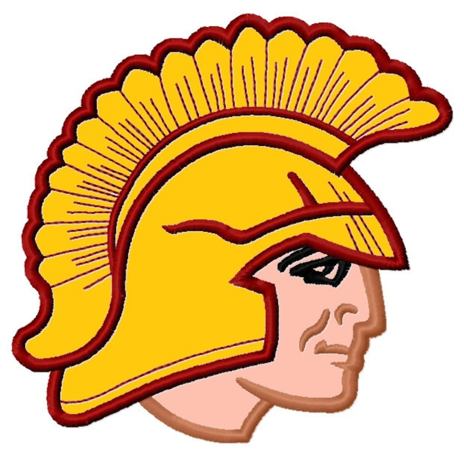 Trojan Mascot Head Red Applique Embroidery Designs 4 Sizes, Hoops 4x4 ...
