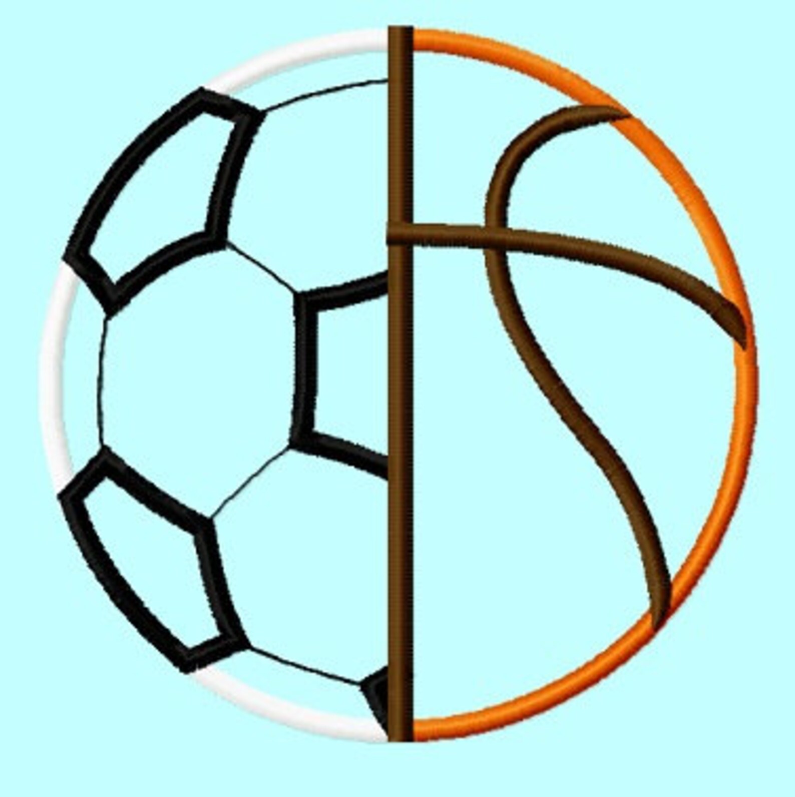 Soccer and Basketball Divided Ball Applique Embroidery Design - Etsy Soccer and Basketball Divided Ball Applique Embroidery Design - Etsy