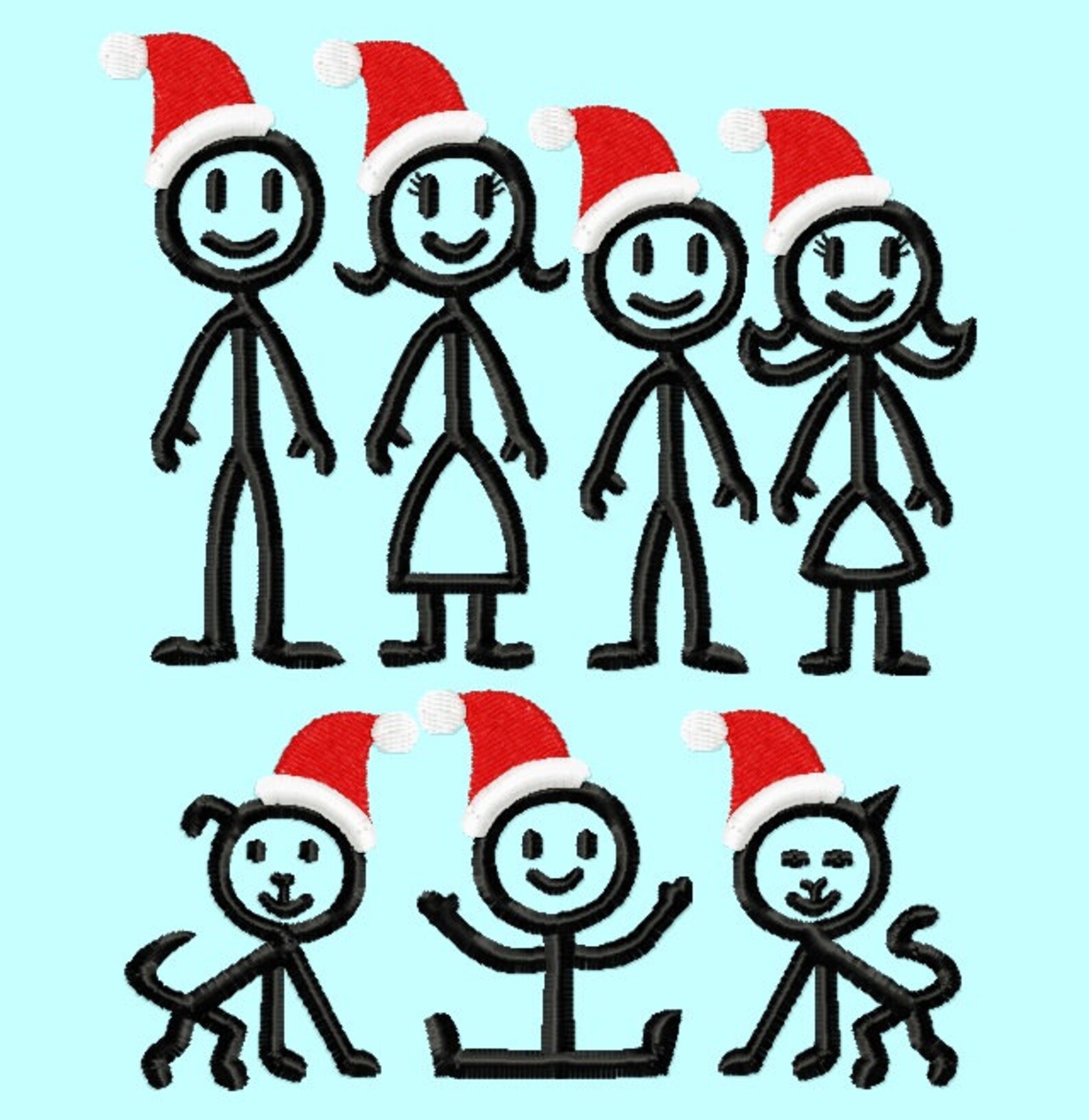 The Stick People Santa Family Embroidery Designs 7 Designs | Etsy