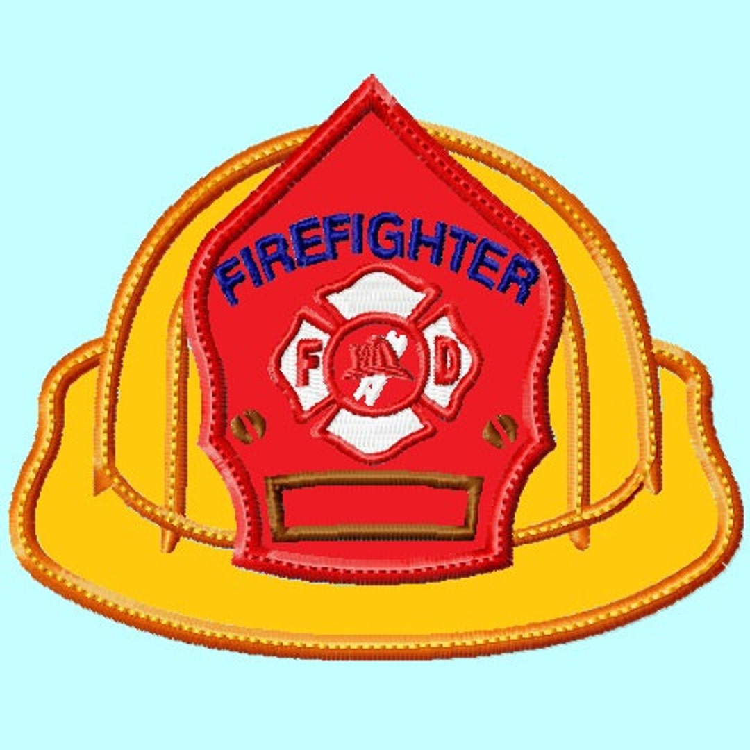 Firefighter Hat Front APPLIQUE Embroidery Design (great for Hooded ...