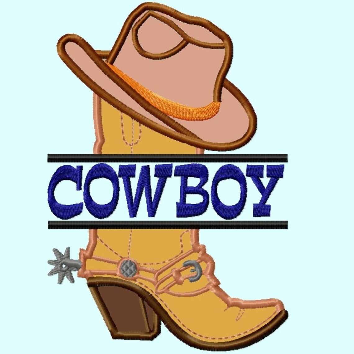 Split Cowboy Hat on Boot Applique Embroidery Design Pattern INSTANT ...