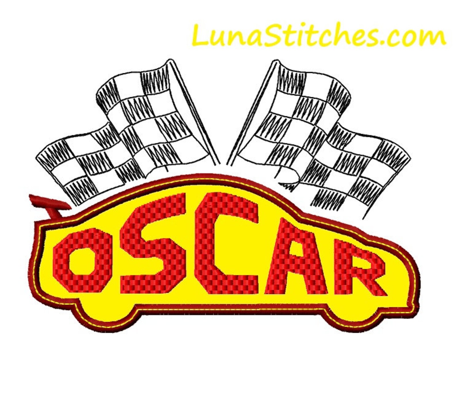 Custom Order Race Car APPLIQUE With One Name Embroidery Design - Etsy