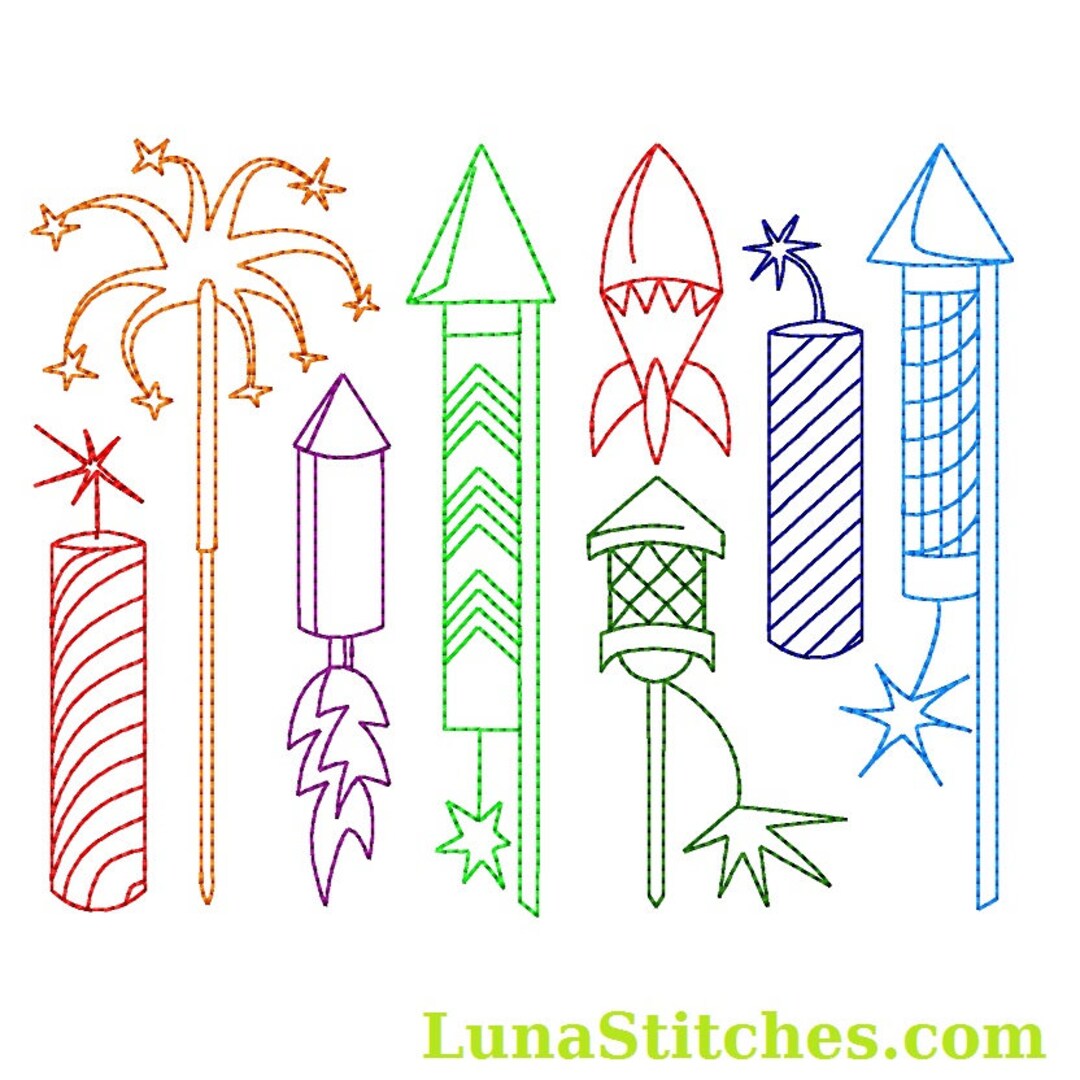 Easy Stitch Fireworks Embroidery Design 4 Sizes INSTANT DOWNLOAD - Etsy