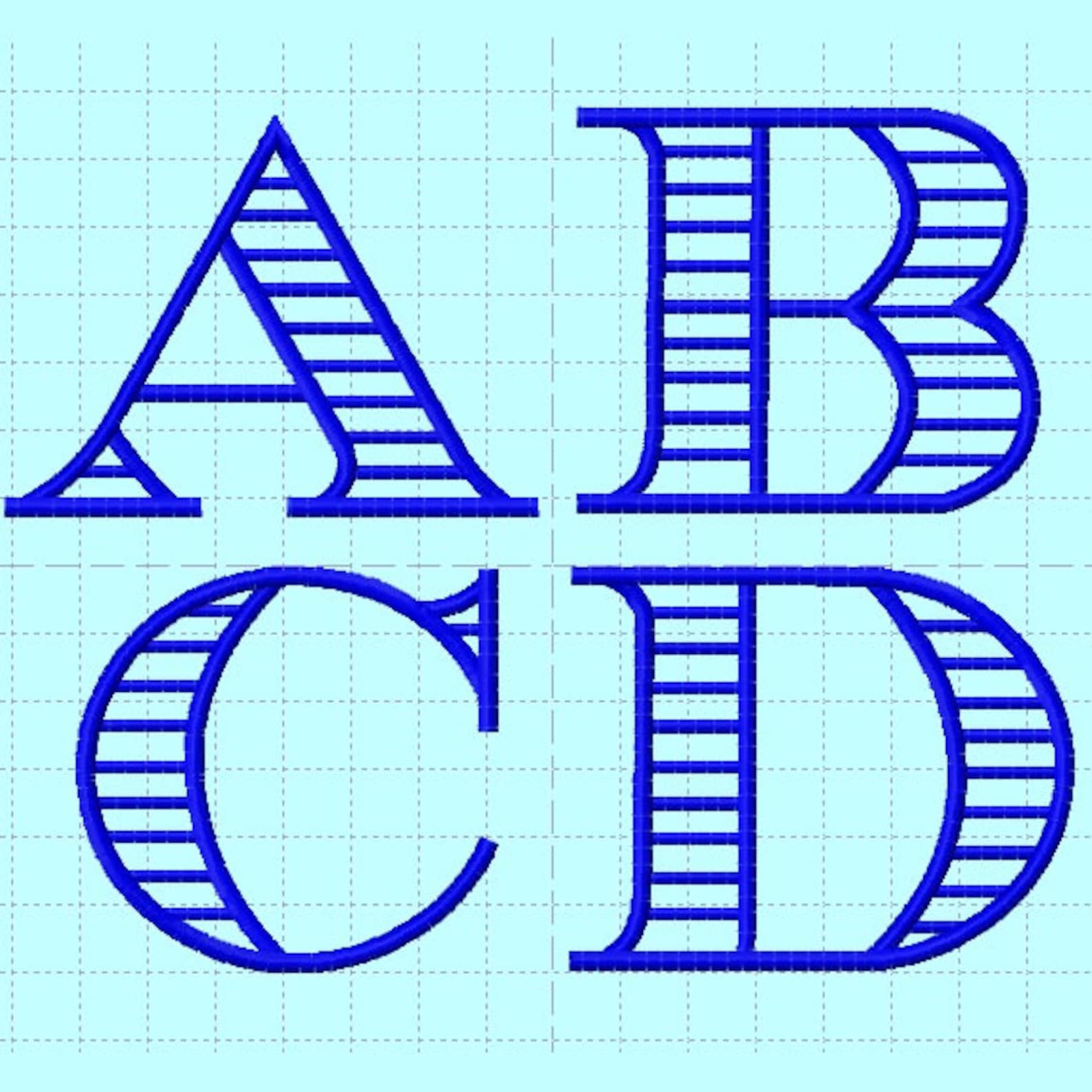 Stripes Font Set in 3 Sizes Embroidery Designs INSTANT DOWNLOAD - Etsy