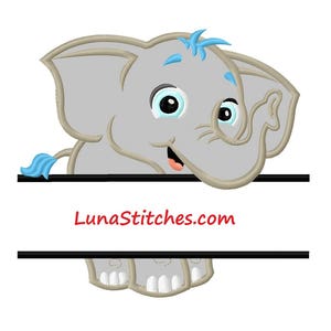 Split Baby Elephant Applique Embroidery Design Sizes 4,5,6 and 7 Inches ...