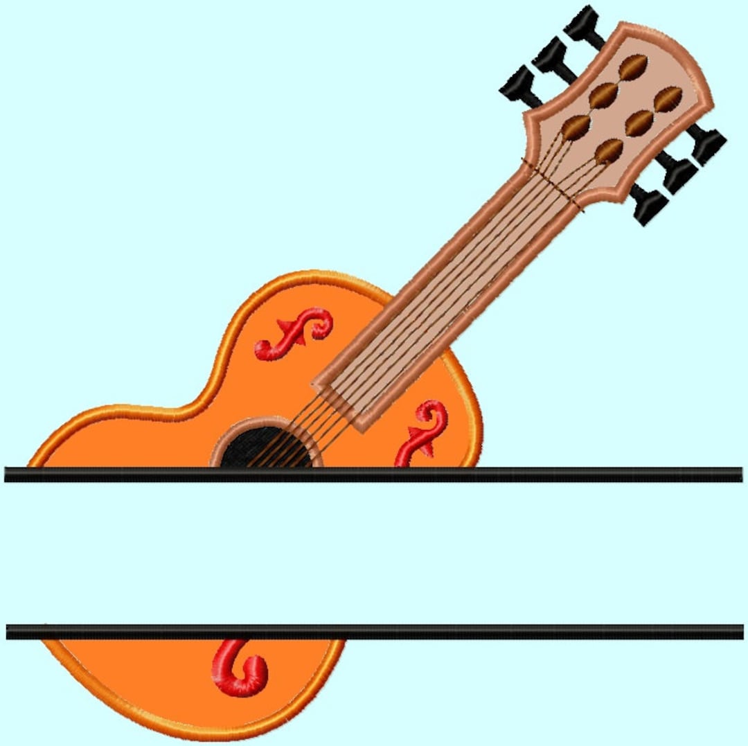 Split Guitar Applique Embroidery Design Pattern INSTANT DOWNLOAD - Etsy