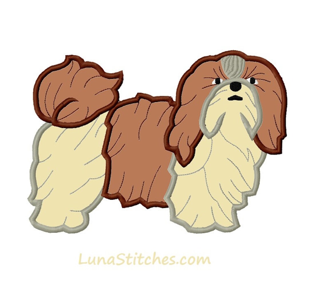 Shih Tzu Dog APPLIQUE Embroidery Designs INSTANT Download 3 Sizes - Etsy