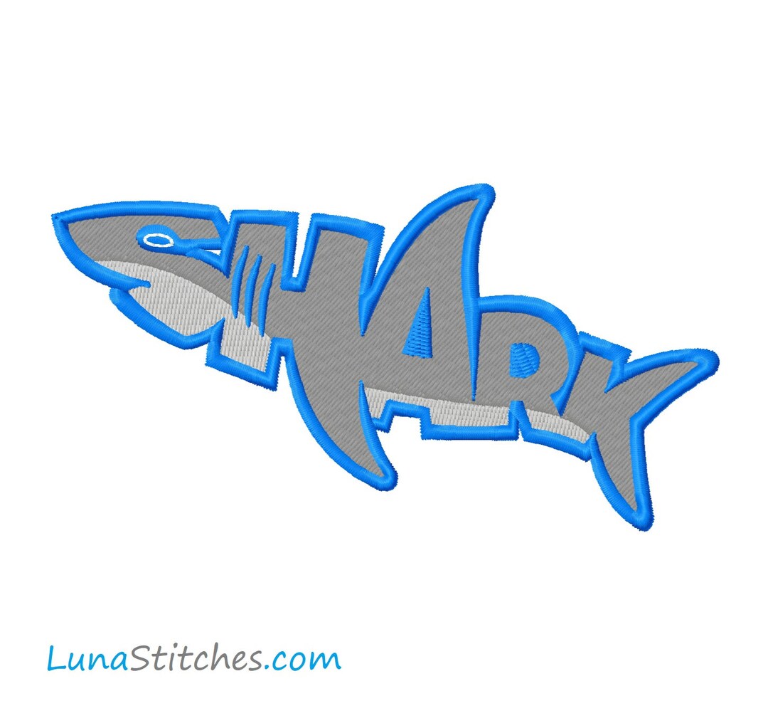 Shark Word Fill Embroidery Designs 4 Sizes Fish Fishing INSTANT ...