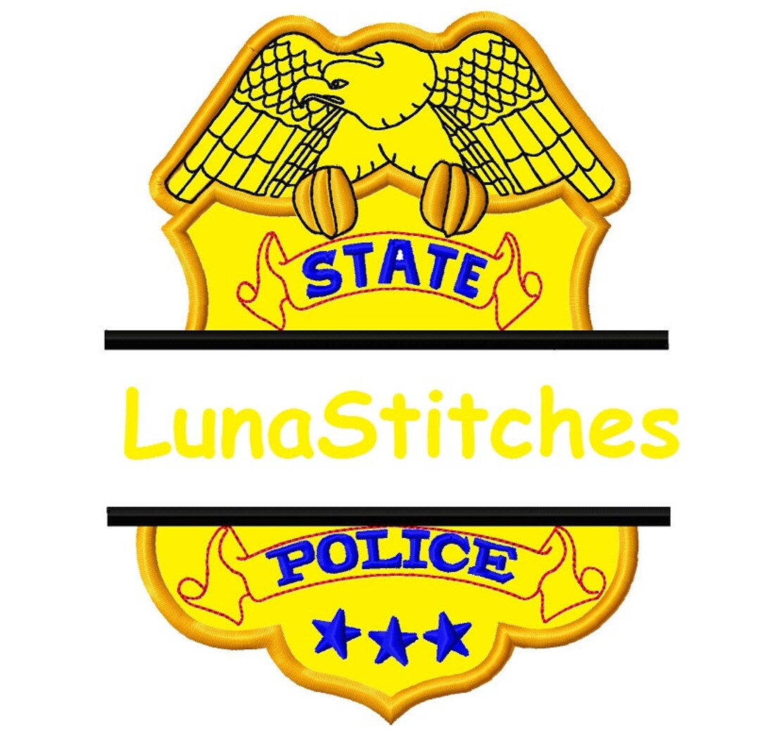 Split State Police Badge APPLIQUE Embroidery Designs 4 Sizes INSTANT ...