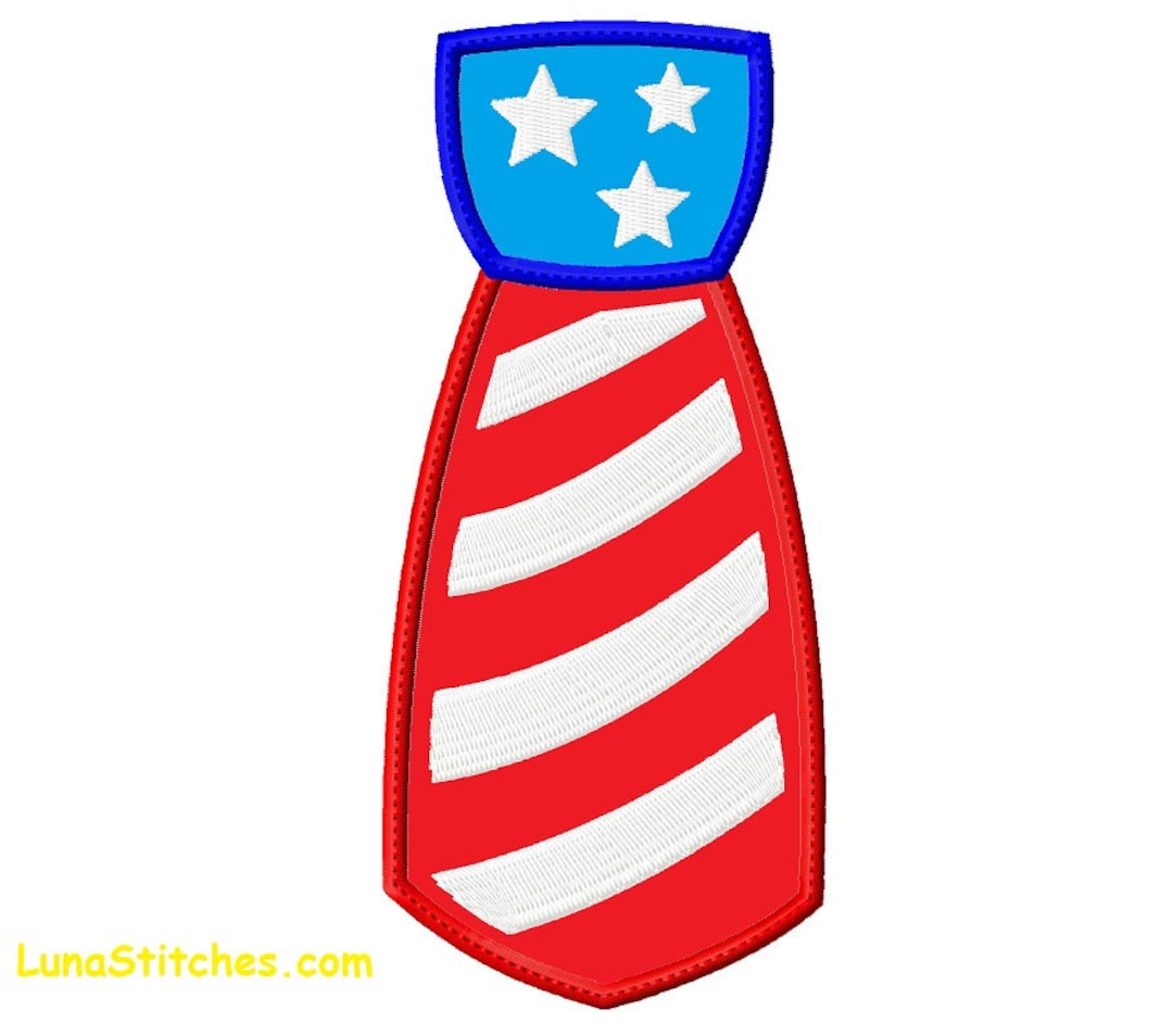 USA Flag Tie Applique Embroidery Designs 4 Sizes Included INSTANT ...