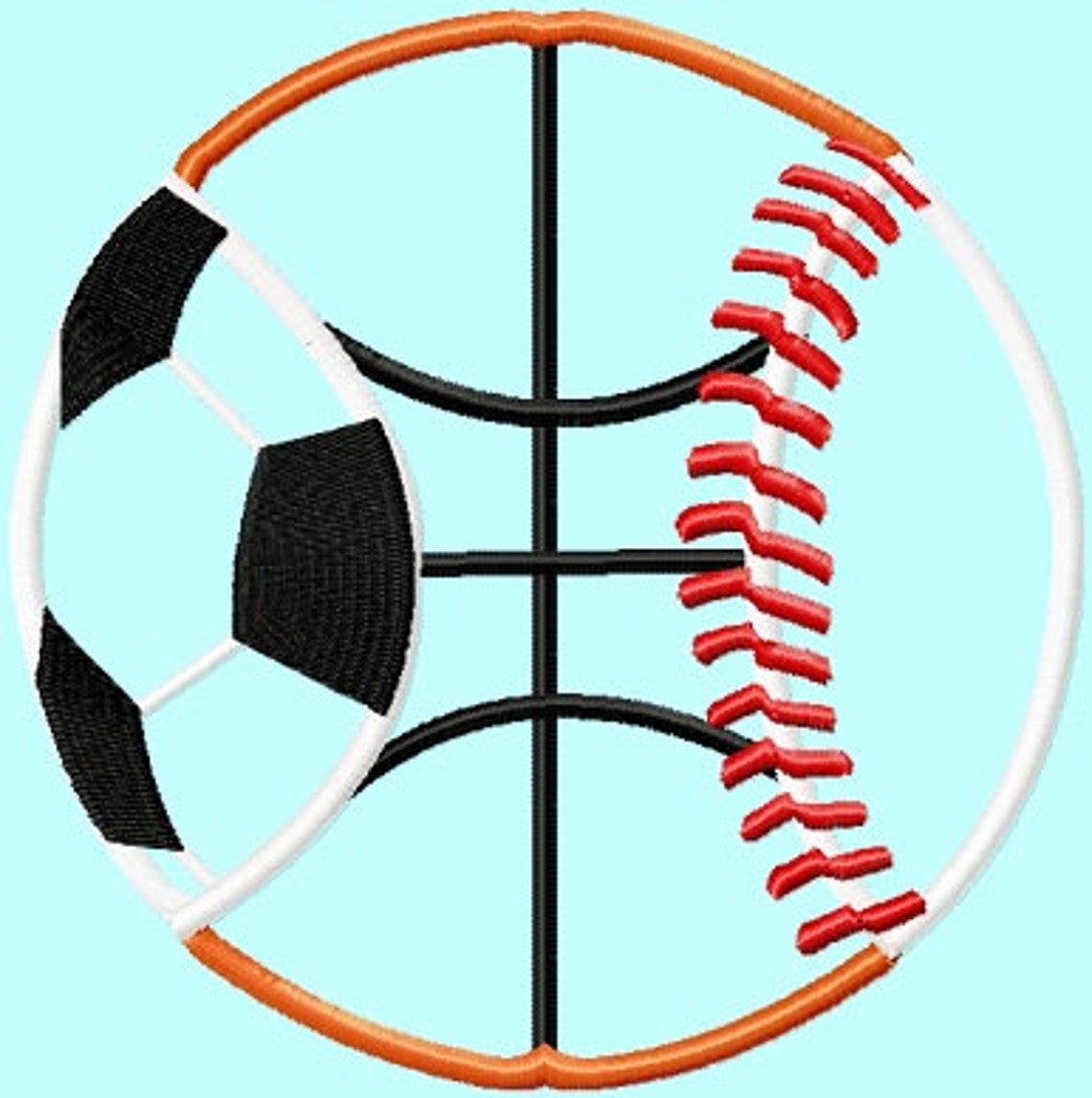 All in One Soccer Basketball and Baseball Applique Embroidery - Etsy