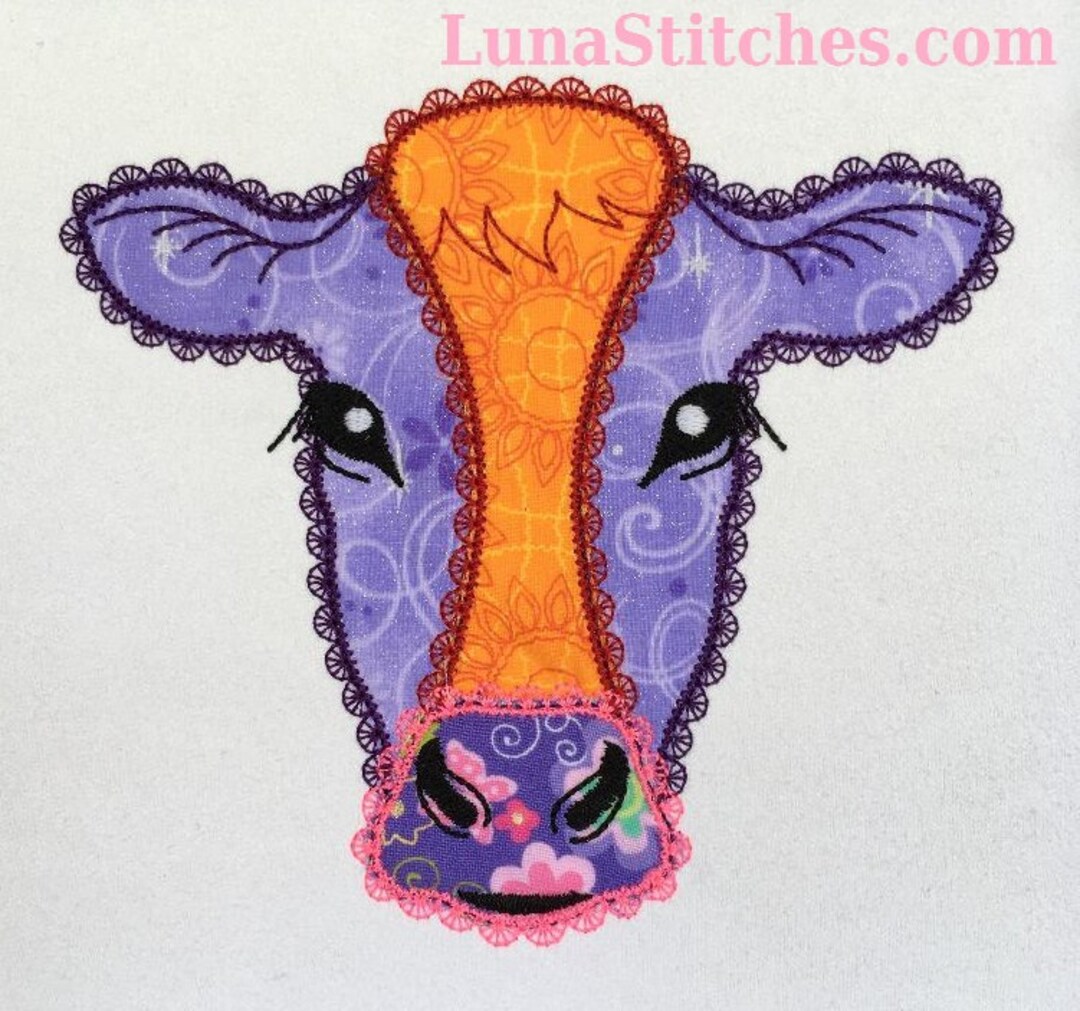 Cow Face APPLIQUE Embroidery Design 4 Sizes INSTANT DOWNLOAD - Etsy