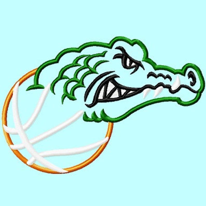Alligator on Basketball Applique Embroidery Designs 4 Sizes, Hoops 4x4 ...