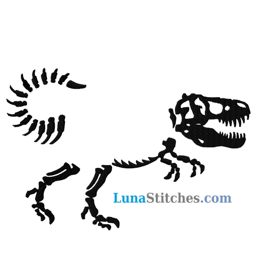 FRAME T-rex Dinosaur Dino Skeleton Bones Fill Embroidery Design - Etsy