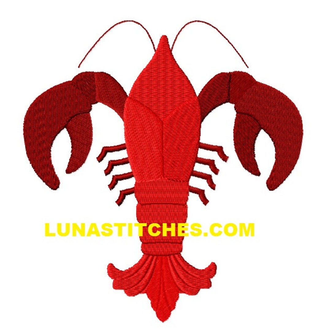Crawfish Fleur De Lis, Fill Embroidery Designs 4 Sizes INSTANT DOWNLOAD ...