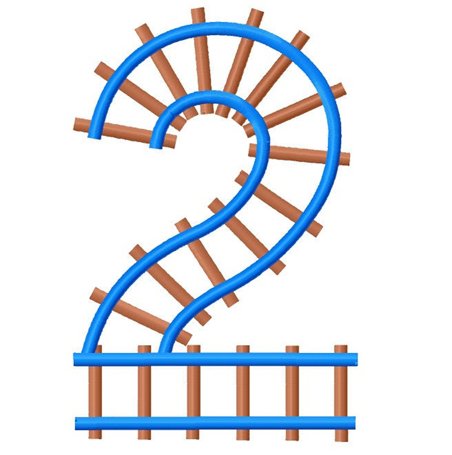 Train Tracks Number Two 2 Fill Embroidery Design File Instant - Etsy