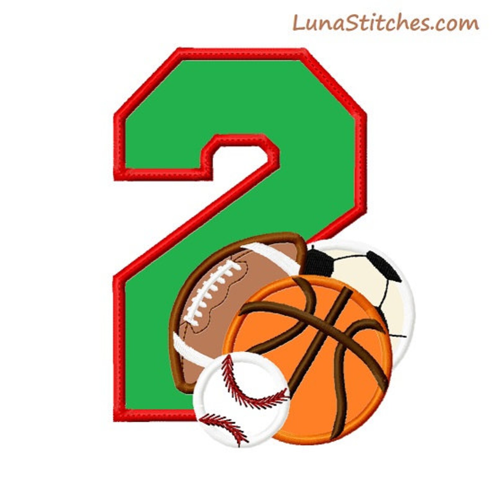 Number Two 2 All Sports Balls Baseball Football Soccer and - Etsy