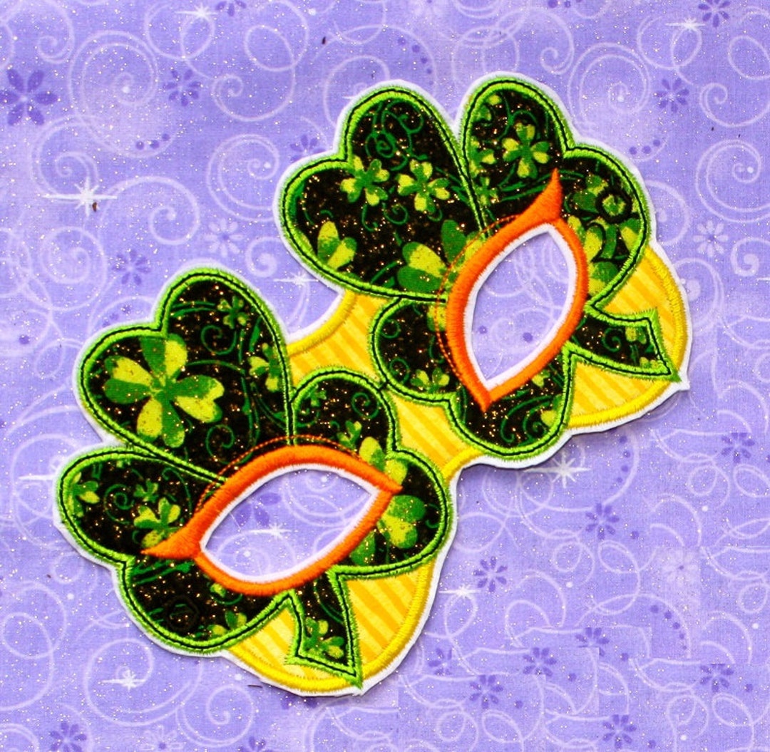 Shamrock Clover Leaf Mask in the Hoop Embroidery Applique Design 2 ...