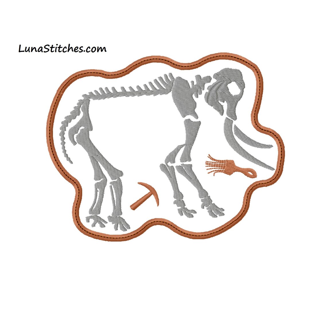 Mastodon or Mammoth Dinosaur Bones Frame Applique Embroidery - Etsy