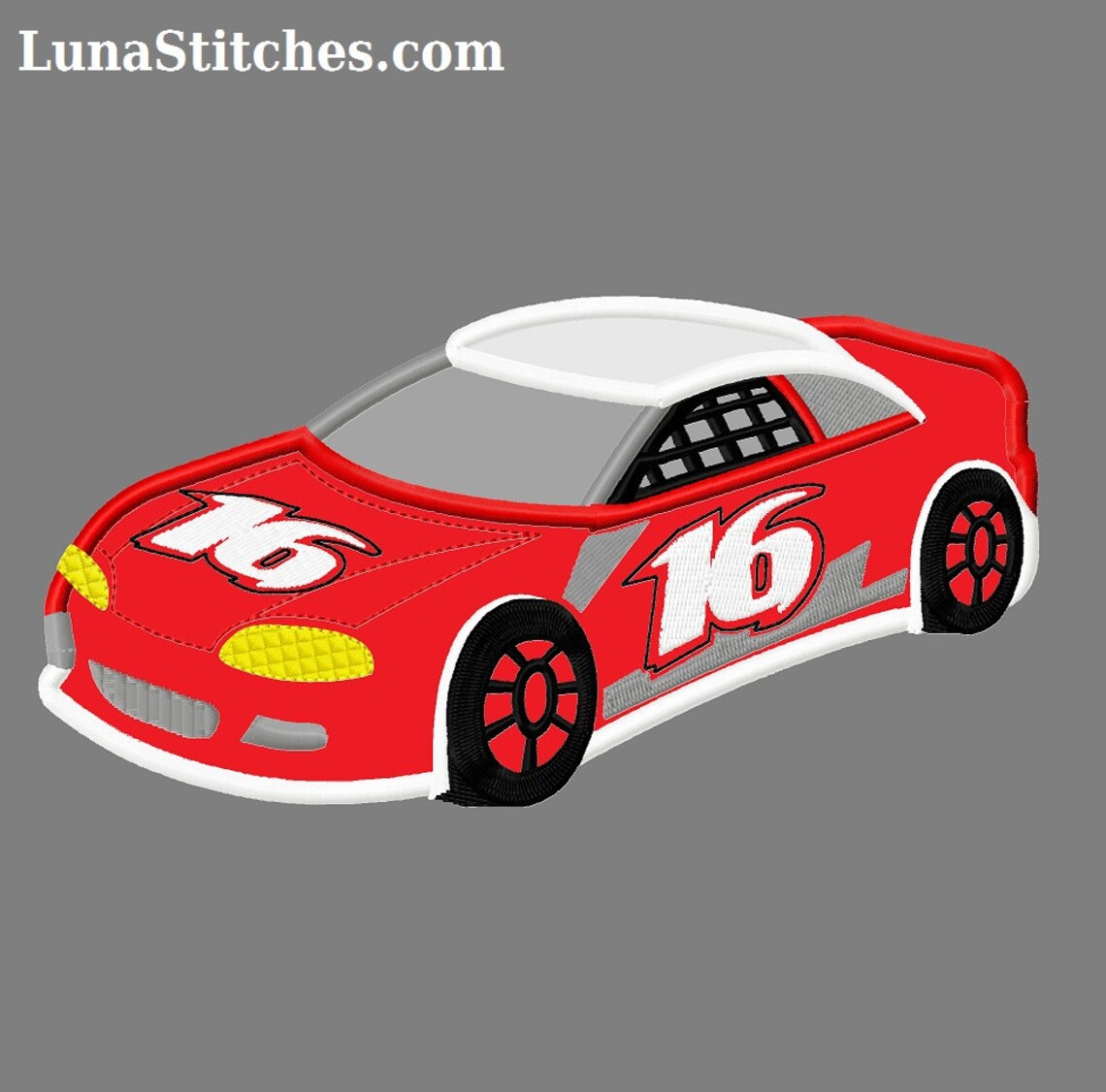 Race Car Red and White APPLIQUE Embroidery Design 3 Sizes | Etsy