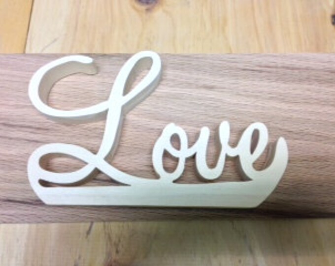 Wood Love Script Sign, Stand up Sign - Etsy