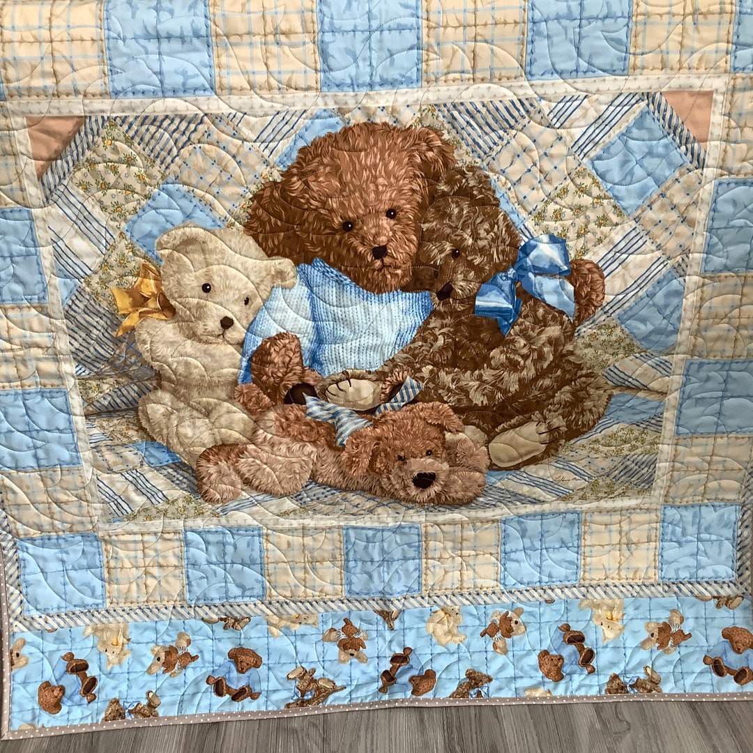Cute Teddy Bear Quilt in Blues. Wonderful Gift for a Little One. - Etsy