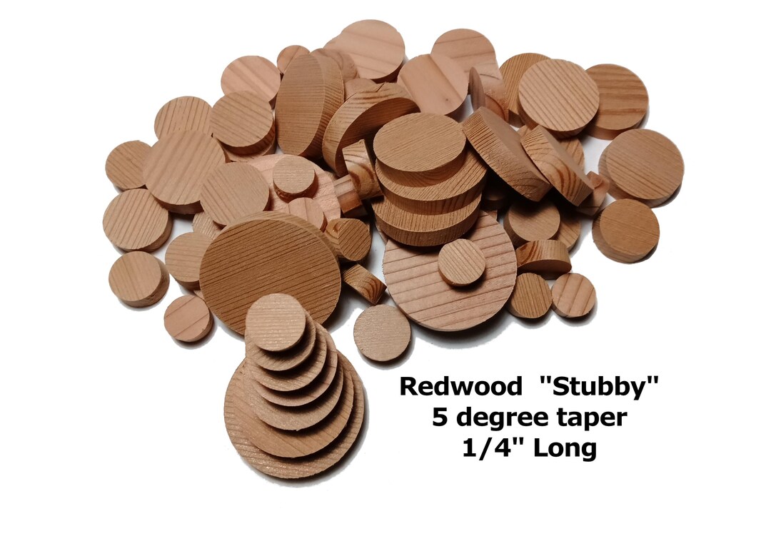 Redwood "stubby" 5 Degree Tapered Plugs - Multiple Diameters Available ...