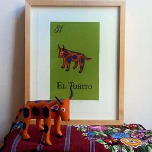 El Torito the Little Bull Loteria Art Print Children's - Etsy