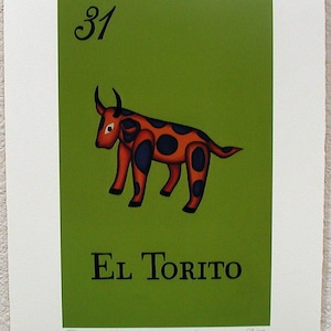 El Torito the Little Bull Loteria Art Print Children's - Etsy