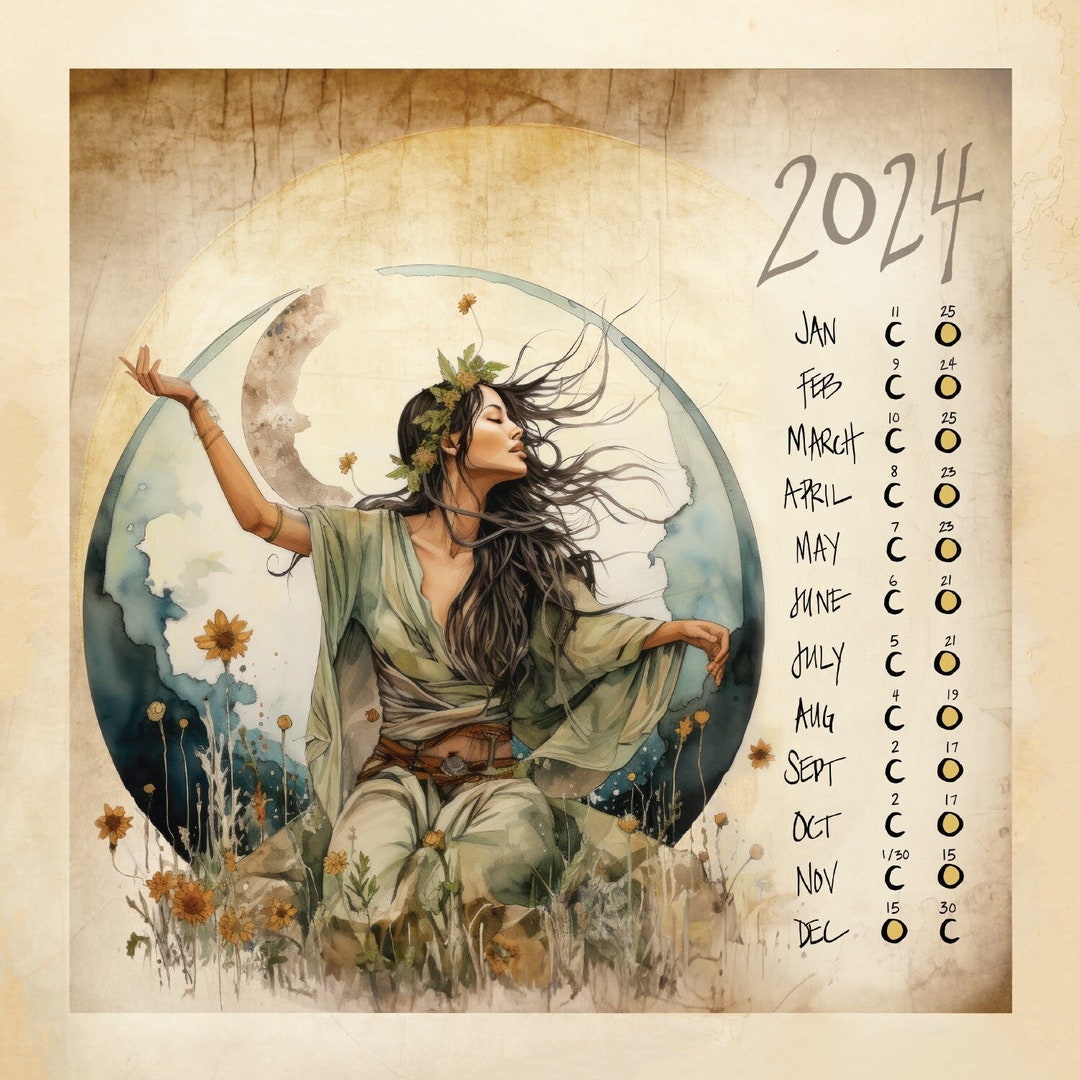 2024 Illustrated Lunar Calendar Poster - Etsy