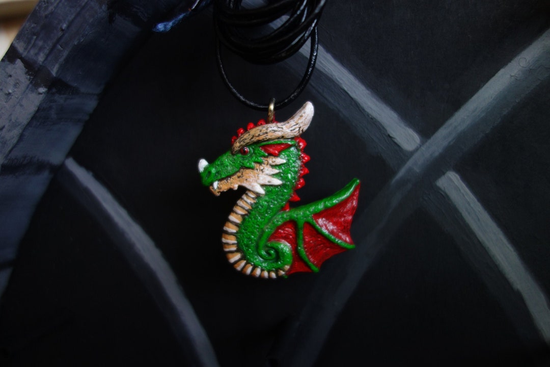 Green and Red Dragon Pendant - Etsy