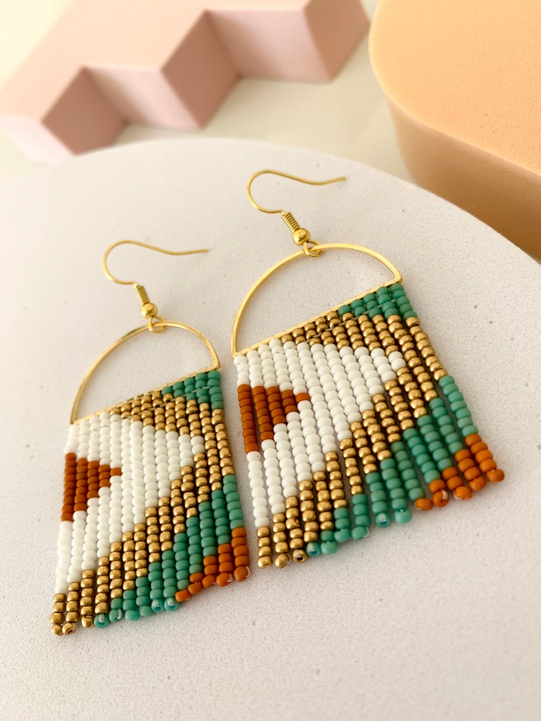 Handmade Seed Bead Earrings by Modish / Modern / Boho - Etsy