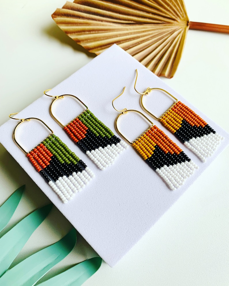 Handmade Seed Bead Earrings by Modish / Boho / Modern - Etsy