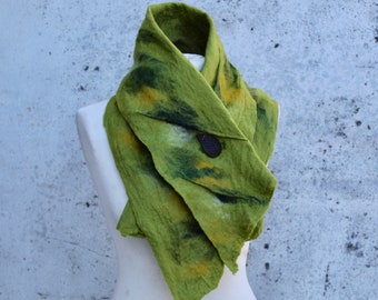 Birchtree Scarf Fairy Scarf Felt Scarf Leaf Scarf Green - Etsy