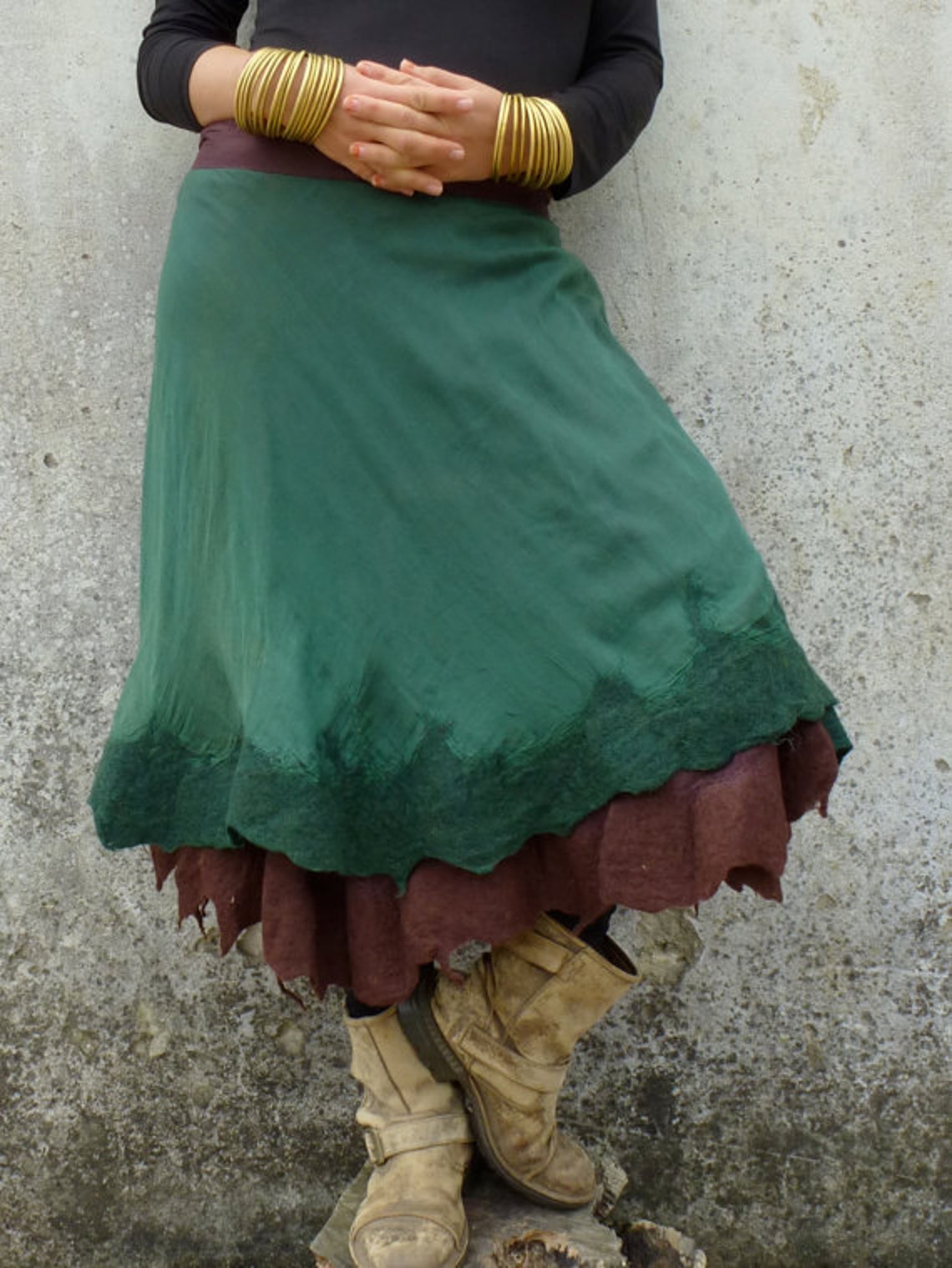 Rustic Brown Felted Wrap Skirt Earthy Nuno Felt Gypsy Skirt - Etsy