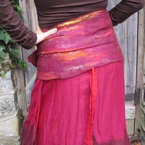 Wool Hippy Belt, Nuno Felt Kidney Belt, Red Woodland Pixie Belt, Earthy ...