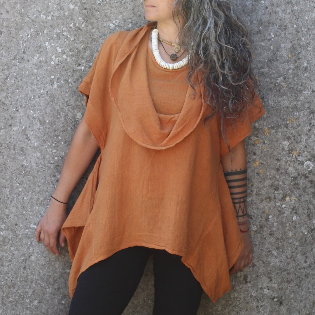 Hippie Summer Blouse, Plus Size Summer Shirt, Natural Cotton Top, Loose ...