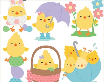 Easter Clipart Funny Spring Chicks Personal and Limited | Etsy
