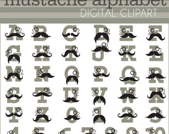 Mustache numbers | Etsy