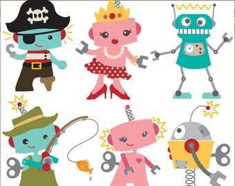 Valentine Clipart Robot Valentines Personal and Limited | Etsy