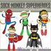 Sock Monkey Superhero Clipart Personal and Limited Commercial | Etsy