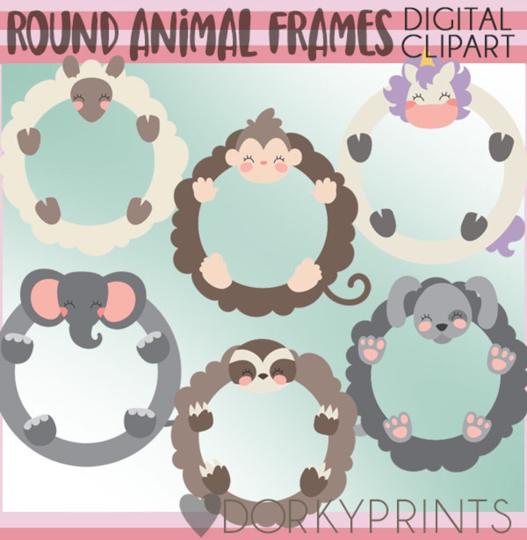 Round Animal Frames Clipart -personal and Limited Commercial Use- Llama ...