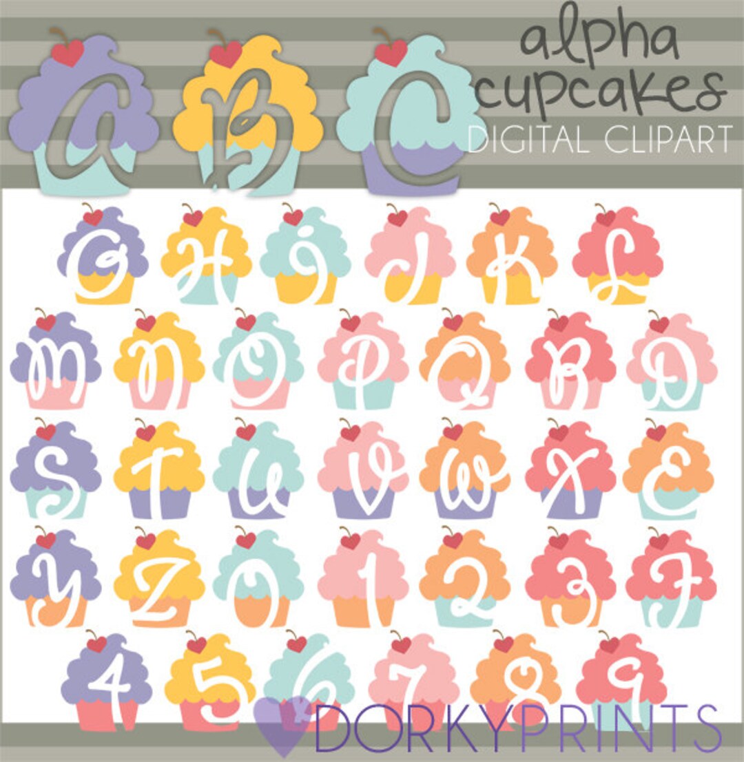 Alphabet Clipart Cupcake Abcs -personal and Limited Commercial Use ...
