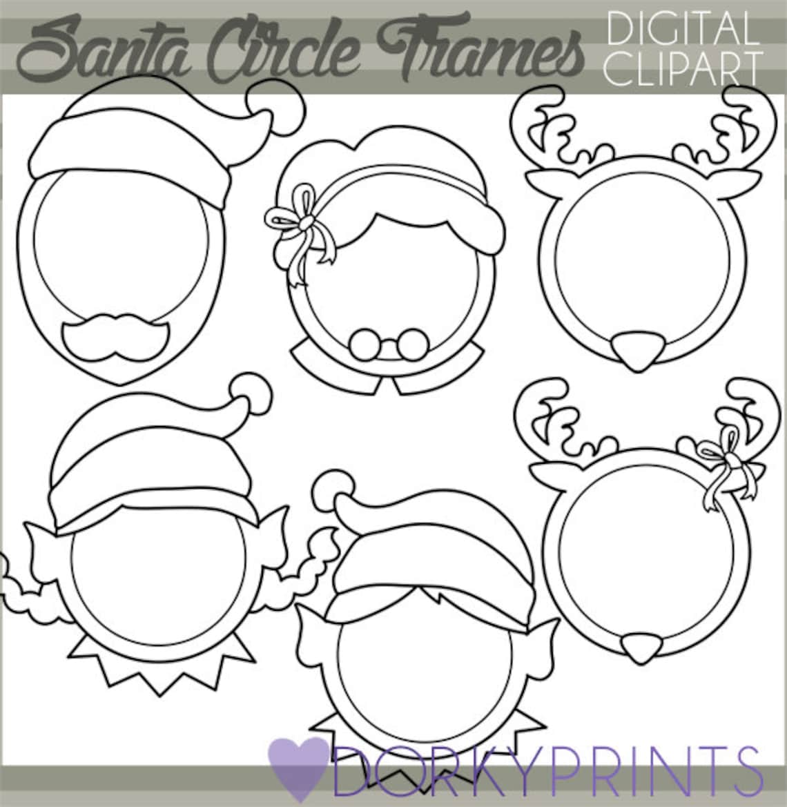 Christmas Clipart Santa and Elf Frames personal and Limited | Etsy